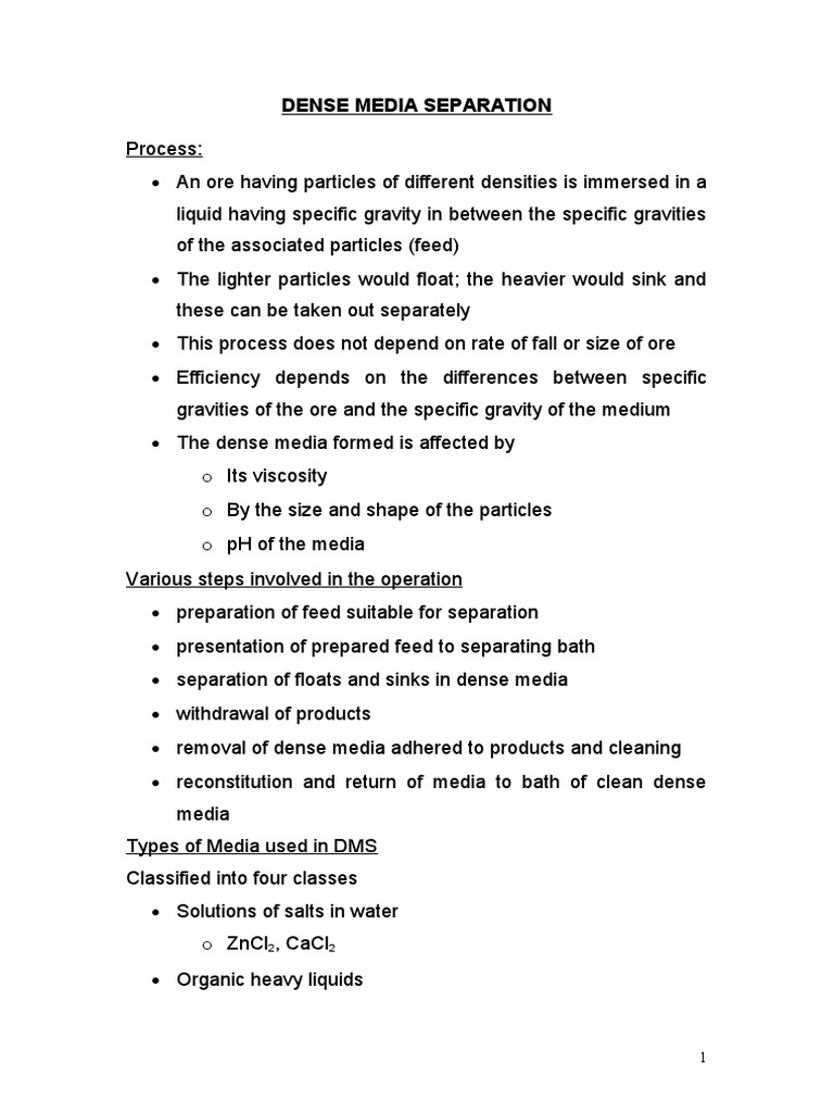 Heavy Media Separation | PDF | Magnetism | Mill (Grinding)