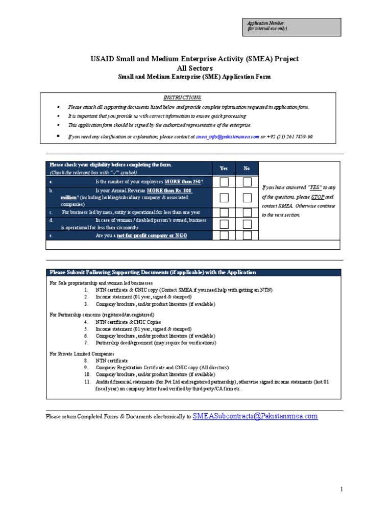 SME Application Form Template | PDF | Limited Company | Point Of Sale