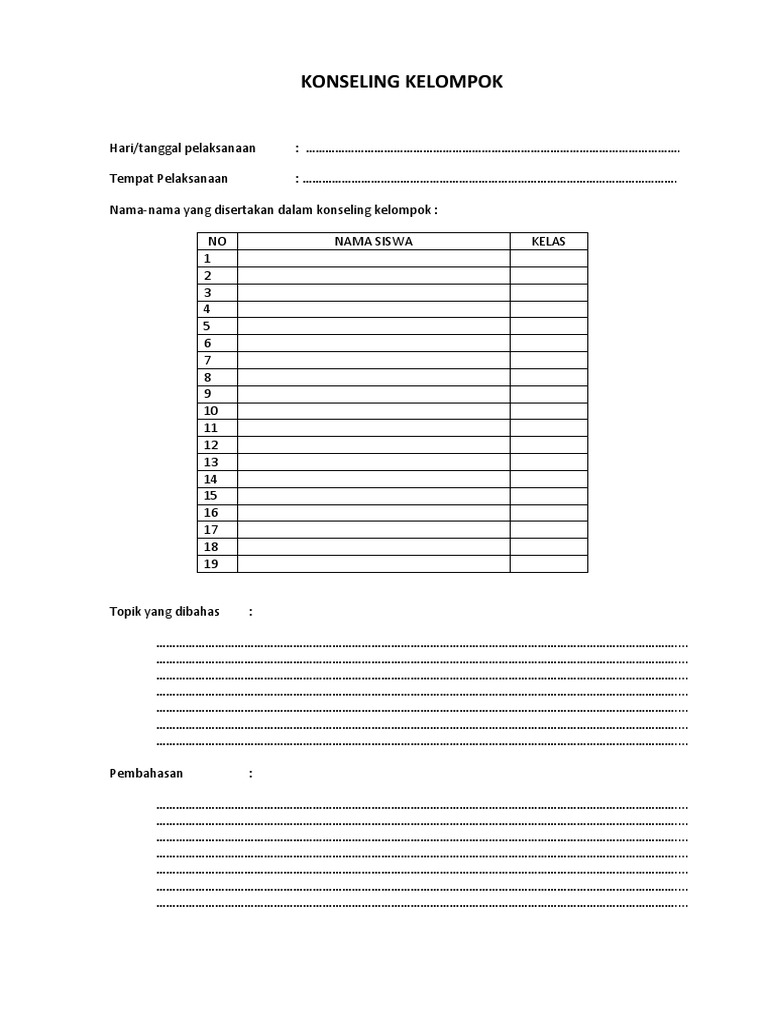 Format KONSELING KELOMPOK | PDF