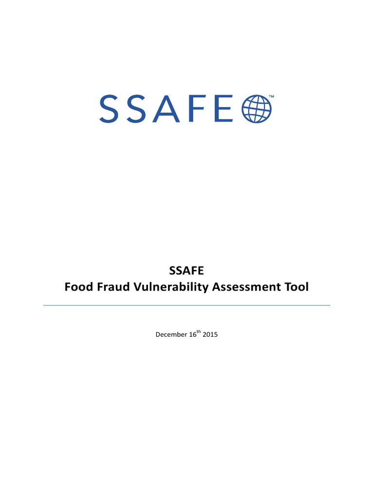 Introduction To SSAFE Food Fraud Vulnerability Assessment Tool | PDF ...