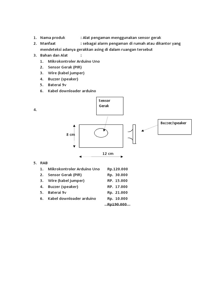 Alat Pengaman Menggunakan Sensor Gerak | PDF