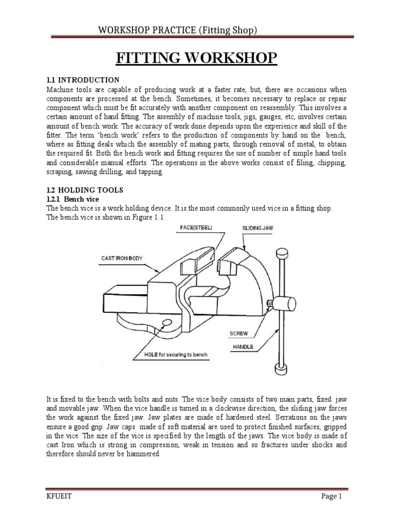 Notes - Workshop Practice (Fitting Shop) | PDF | Blade | Drill
