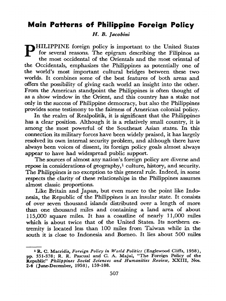 Philippine Foreign Policy Overview | PDF | Philippines | International ...