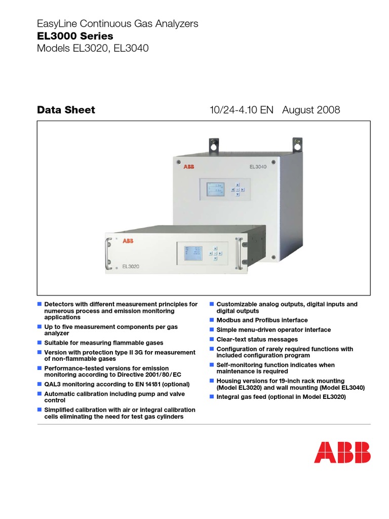 El3000 Series: Easyline Continuous Gas Analyzers Models El3020, El3040 ...