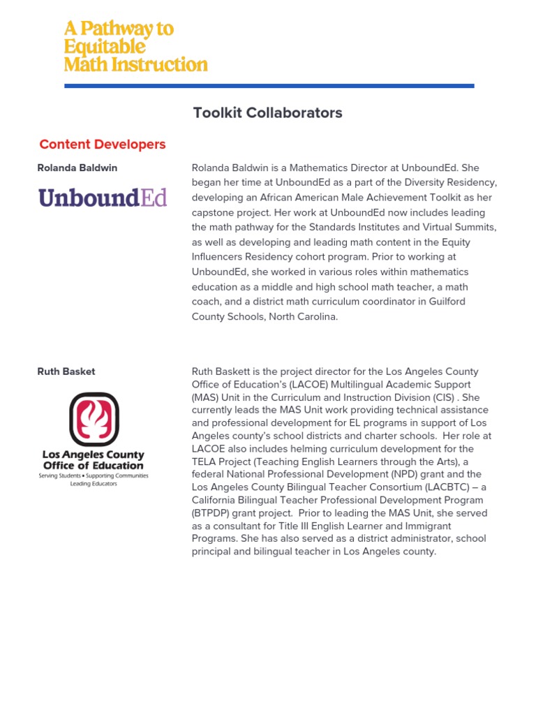 A Pathway To Equitable Math Instruction Bios | PDF | English As A ...