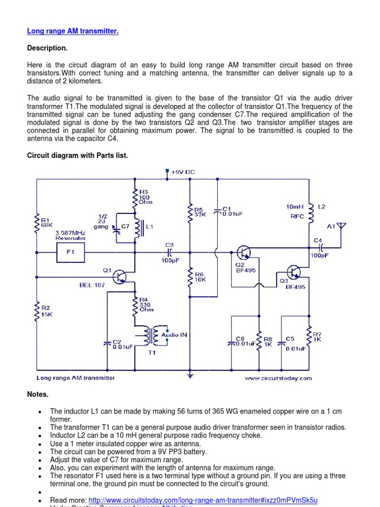 Long Range AM Transmitter | PDF | Transmitter | Antenna (Radio)