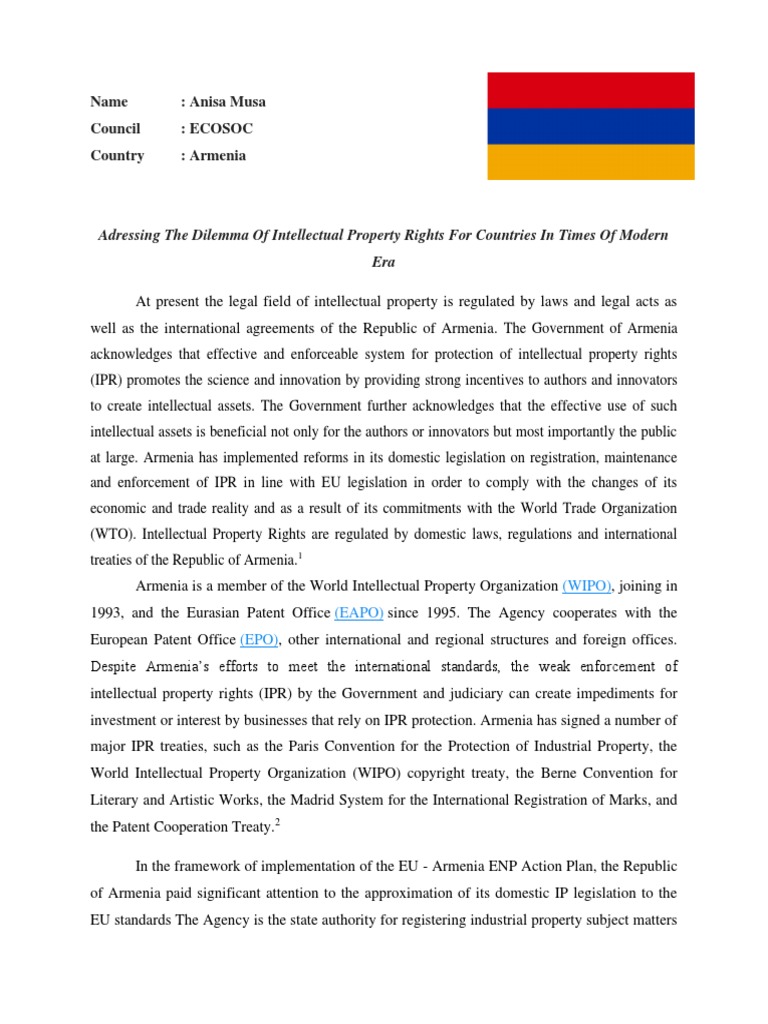 (ECOSOC) (Armenia) Pospap | PDF | Intellectual Property | Armenia