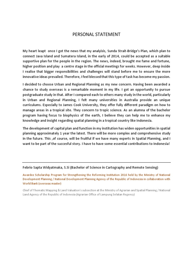 Febriosw Personal Statement VISA | PDF