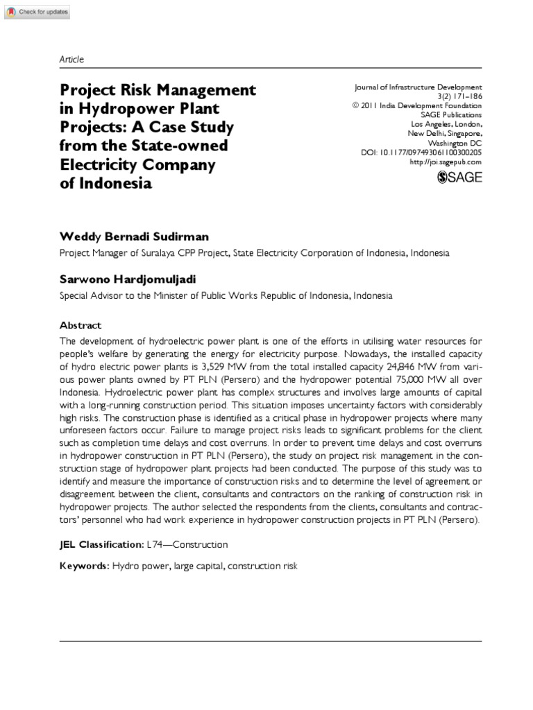 Project Risk Management in Hydropower Plant Projects A Case Study From ...