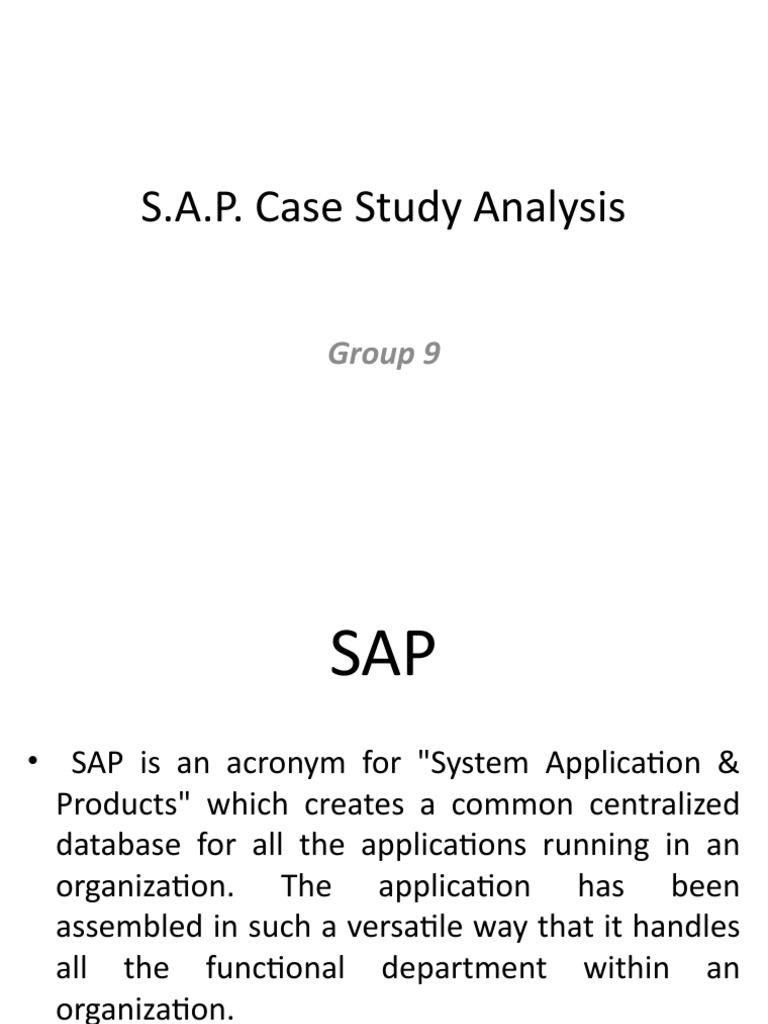 Sap Case Study | PDF | Oracle Corporation | Enterprise Resource Planning