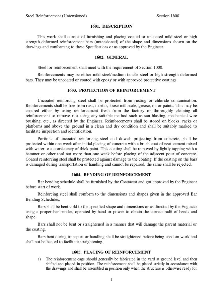 Steel Reinforcement Specifications and Guidelines | PDF | Welding ...