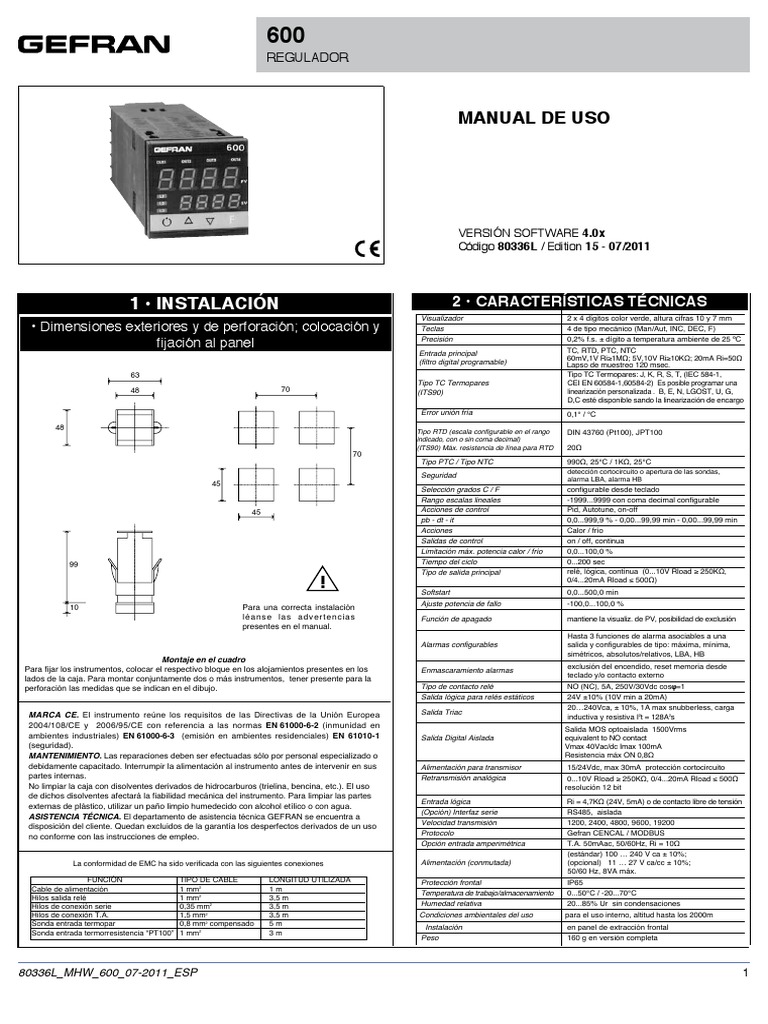 Gefran 600 ES | PDF | Par termoeléctrico | Relé