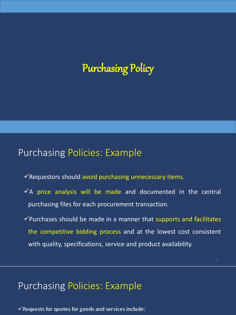 Overview of Purchasing Policies | PDF | Policy | Procurement