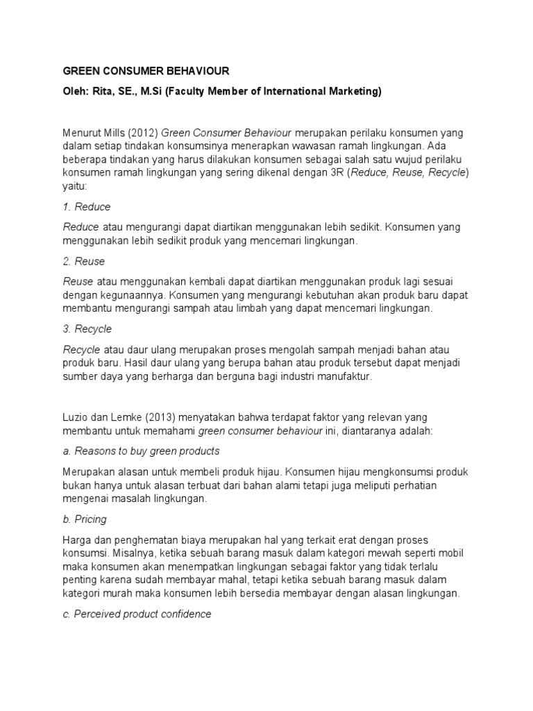 Green Consumer Behaviour | PDF