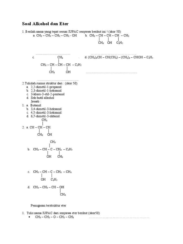 Soal Alkohol Dan Eter | PDF