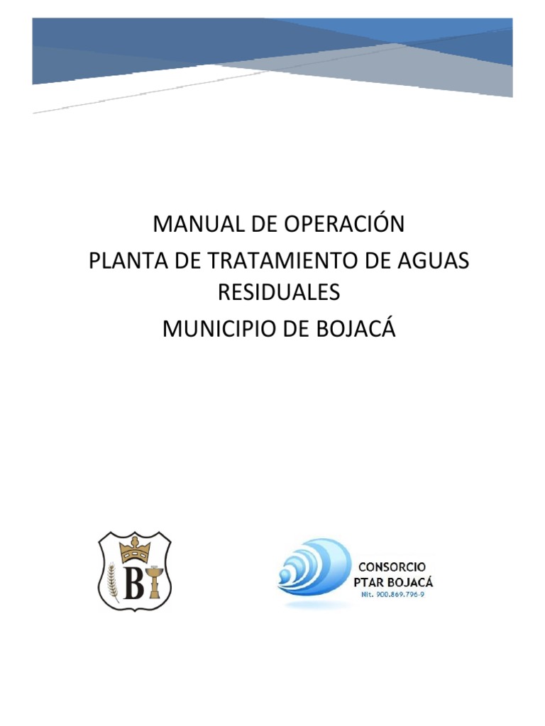 Manual de Operación PTAR Bojacá | PDF | Aguas residuales | Agua
