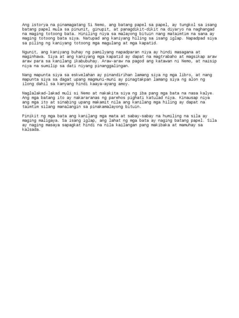 Nemo Ang Batang Papel | PDF
