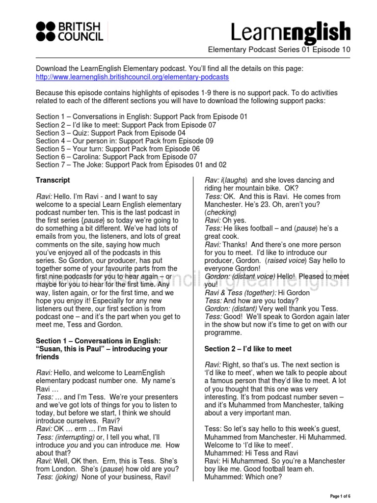 English Podcast Highlights | PDF