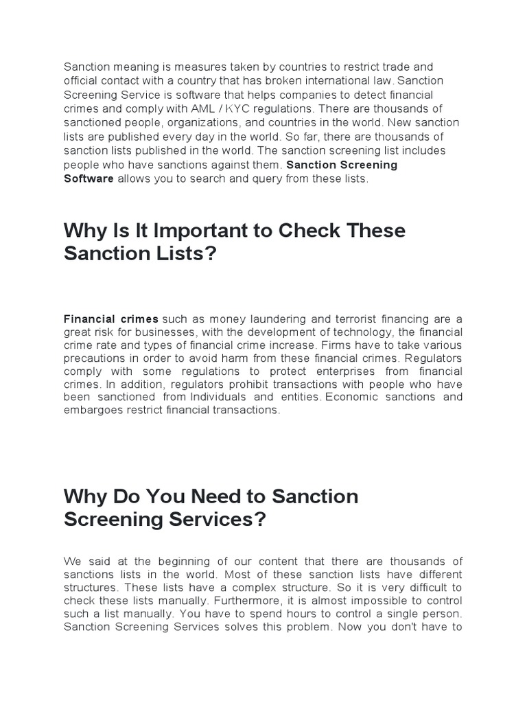 Why Is It Important To Check These Sanction Lists? | PDF | Money ...