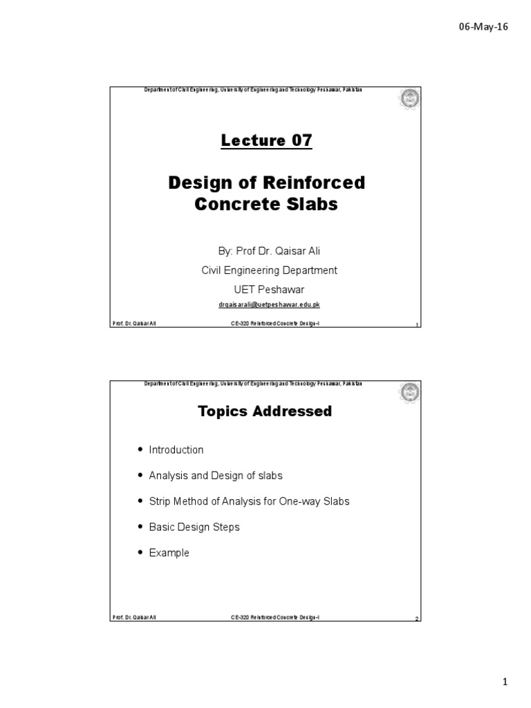 One-Way Concrete Slab Design Guide | PDF | Beam (Structure ...