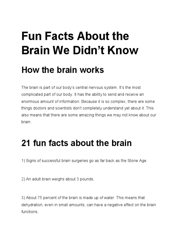 21 Fascinating Brain Facts | PDF | Brain | Nervous System