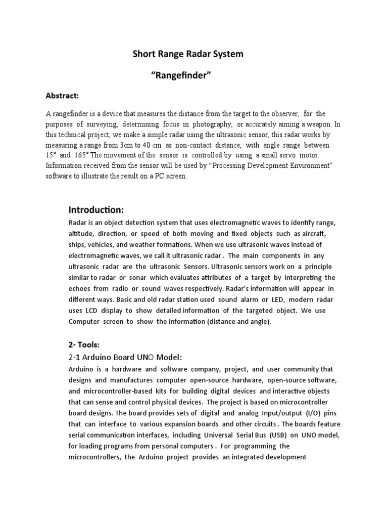 Short Range Radar System | PDF | Arduino | Electric Motor