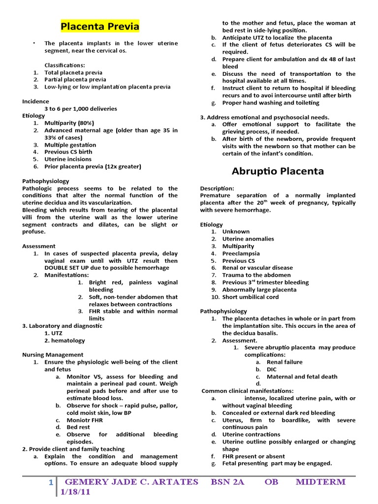 Placenta Previa (OB) | Mammalian Pregnancy | Childbirth