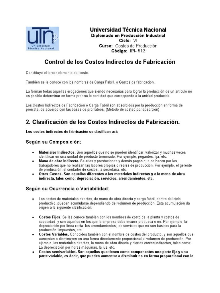Tema Carga Fabril y Ejercicios | PDF | Costo | Depreciación