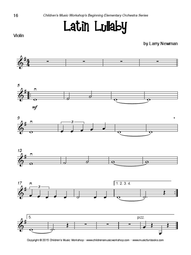 Latin Lullaby Latin Lullaby: Violin by Larry Newman | PDF