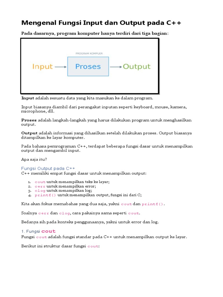 Mengenal Fungsi Input Dan Output Pada C | PDF | Komputer