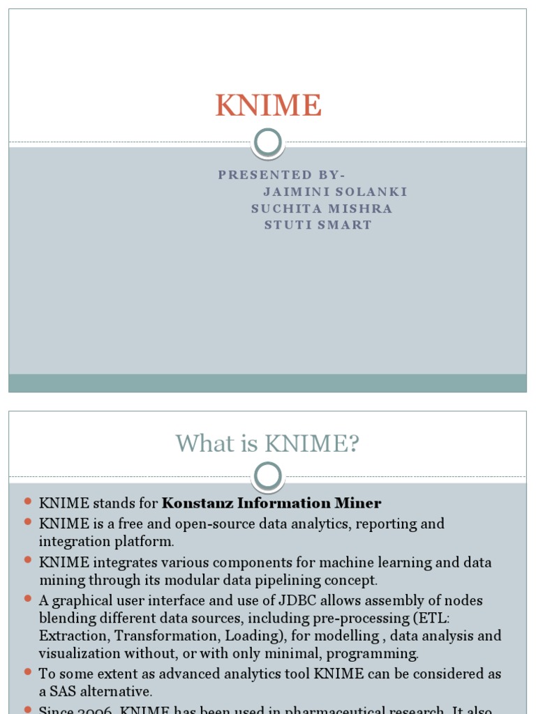 Knime: Presented By-Jaimini Solanki Suchita Mishra Stuti Smart | PDF ...