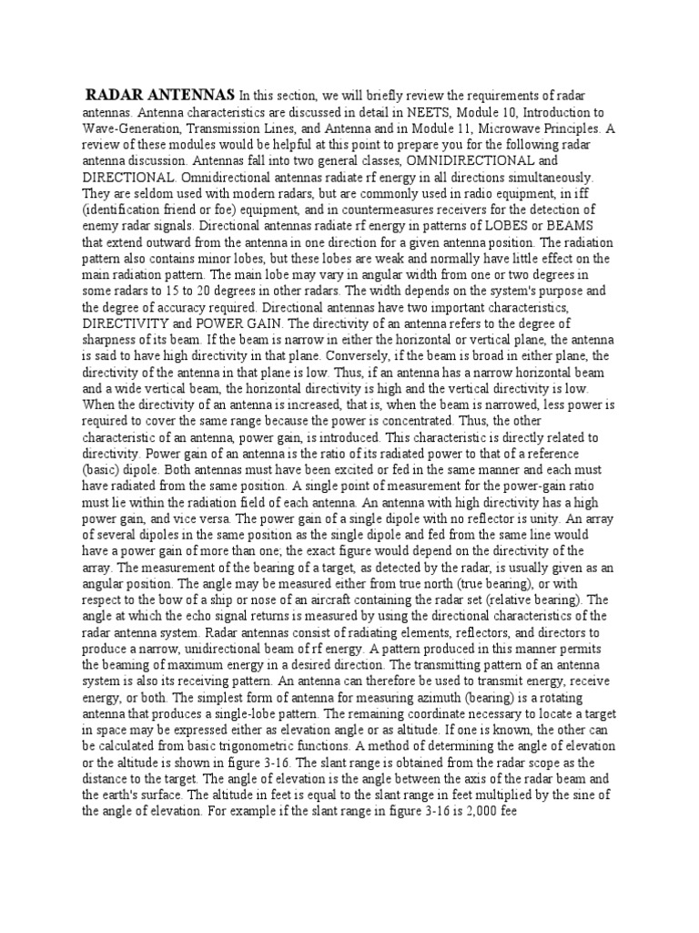 Types of Radar Scanning Techniques and the Role of the Radar Antenna ...