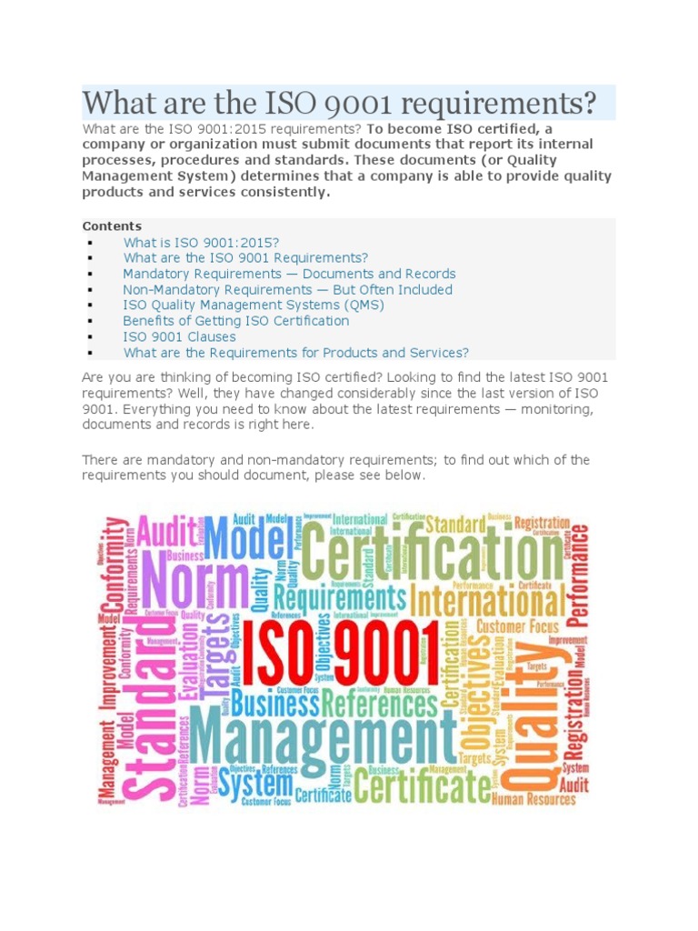 What Are The ISO 9001 Requirements | PDF | Iso 9000 | Quality ...