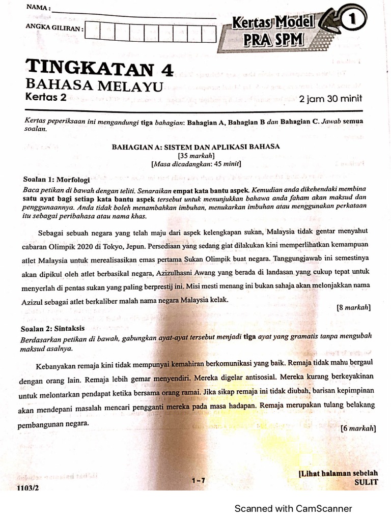 BM-K2 Bahagian A | PDF