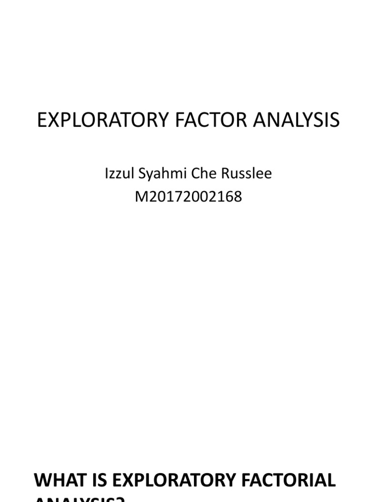 Exploratory Factor Analysis | PDF | Factor Analysis | Statistical Theory