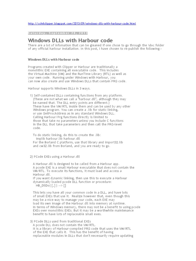 Windows DLLs with Harbour code | PDF | Library (Computing) | System Software