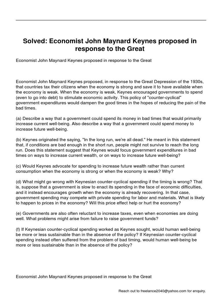 Keynesian Economics Explained | PDF | John Maynard Keynes | Keynesian ...