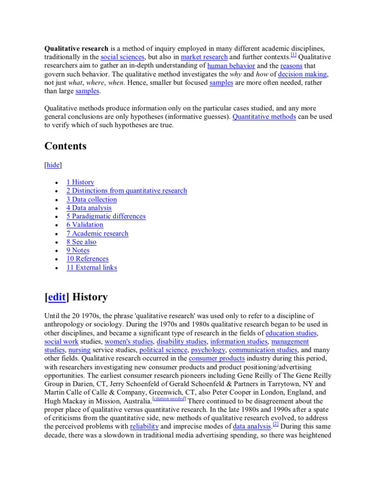 Qualitative Research Is A Method of Inquiry Employed in Many Different ...