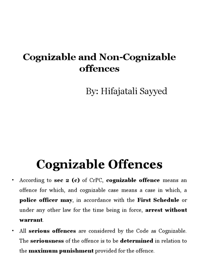 Cognizable and Non-Cognizable Offences | PDF | Crime & Violence | Crime ...
