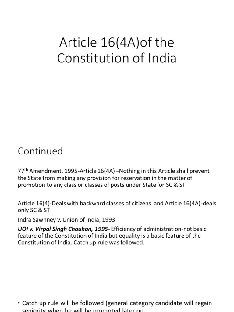 Article 16 (4A) of The Constitution of India-1 | PDF | U.S. State ...