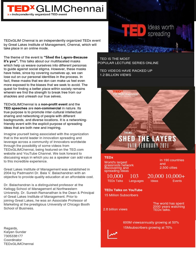 TEDxGLIMChennai 2021 Theme | Download Free PDF | Human Nature | Communication