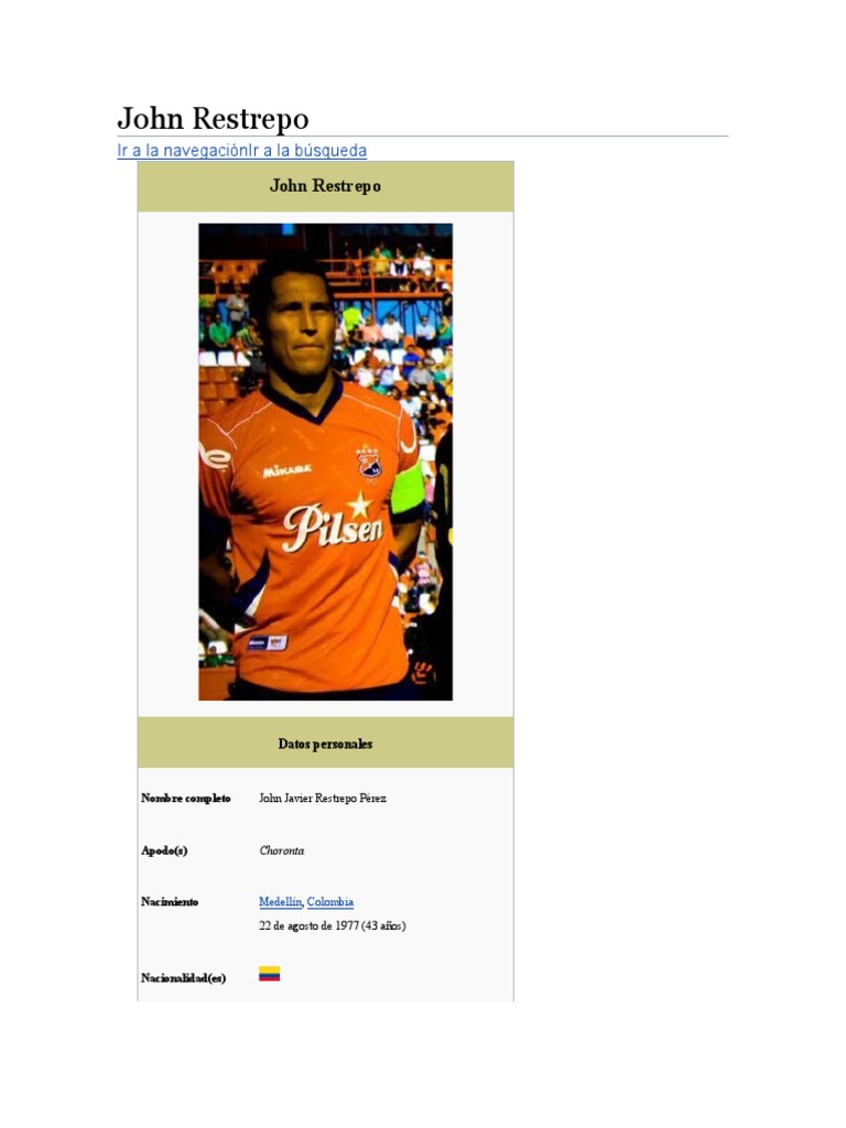 John Restrepo | PDF | Equipos deportivos | Asociación de equipos de fútbol