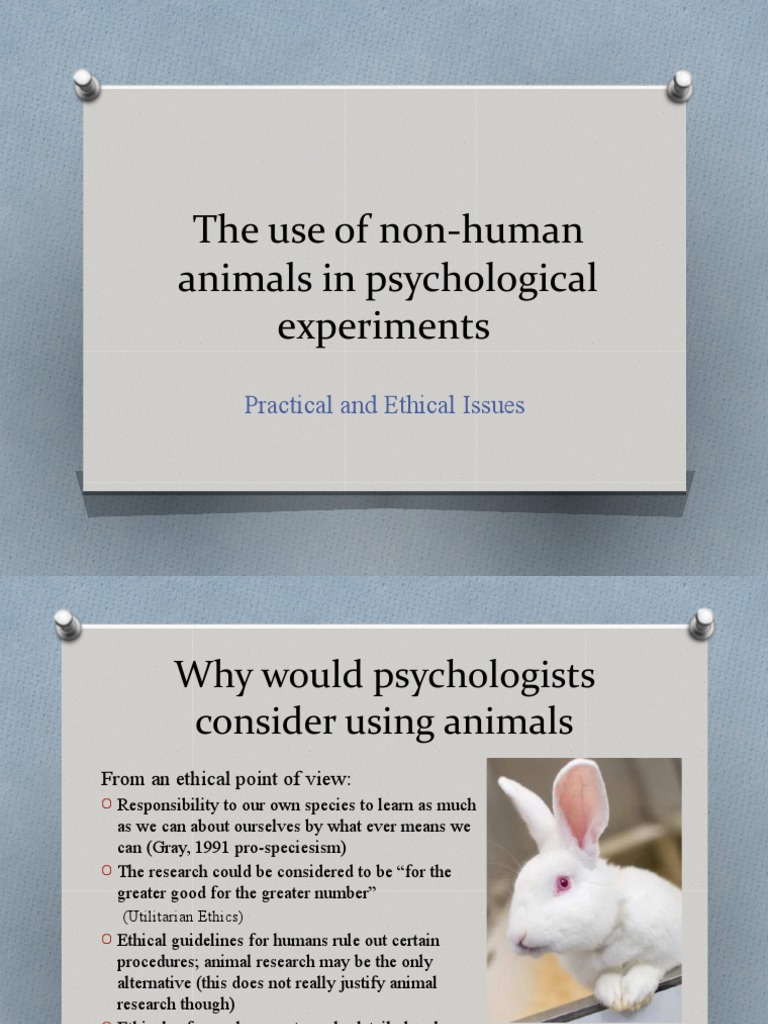 The Use of Non-Human Animals in Psychological Experiments: Practical ...