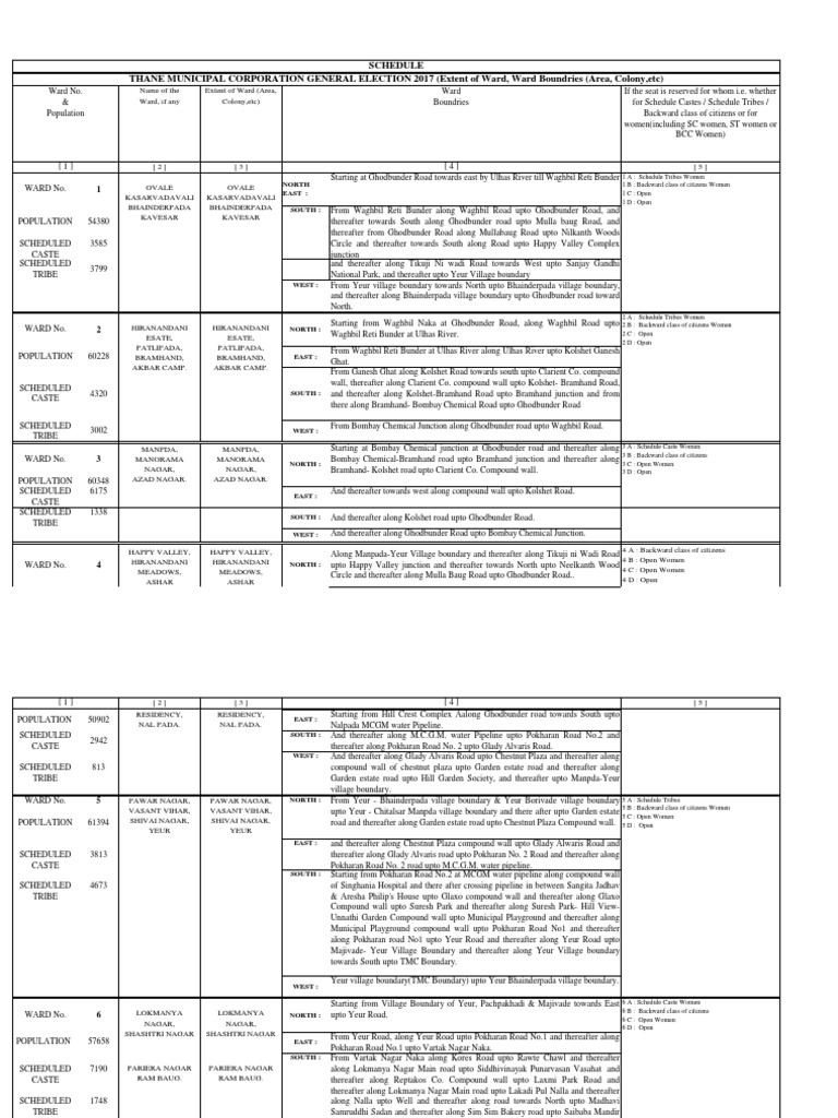 TMC Ward Schedule1476095797 | PDF | Politics Of India | Government Of India