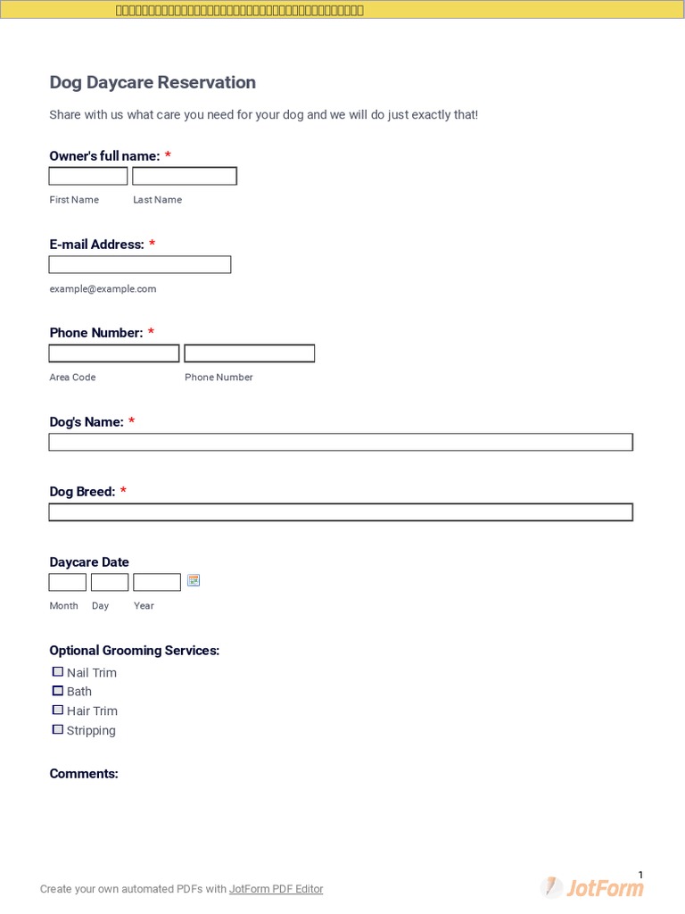 Dog Daycare Reservation Form | PDF | Career & Growth