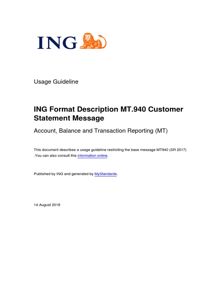 ING Format Description MT.940 Customer Statement Message: Usage ...