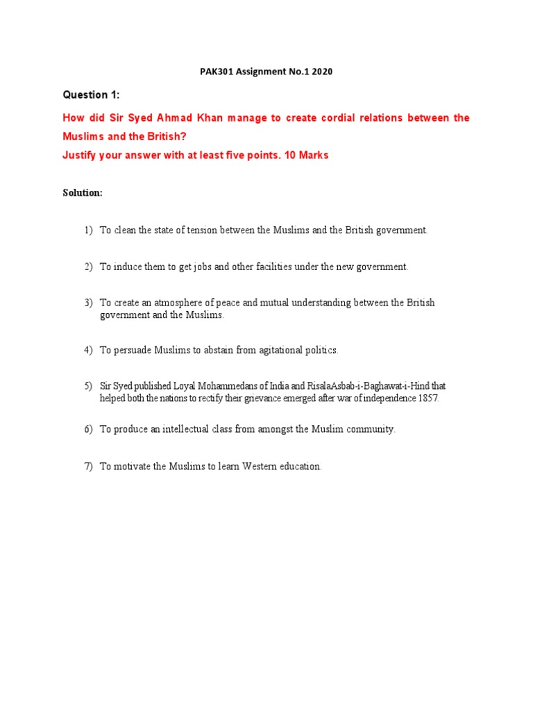 PAK301 Assignment No.1 | PDF