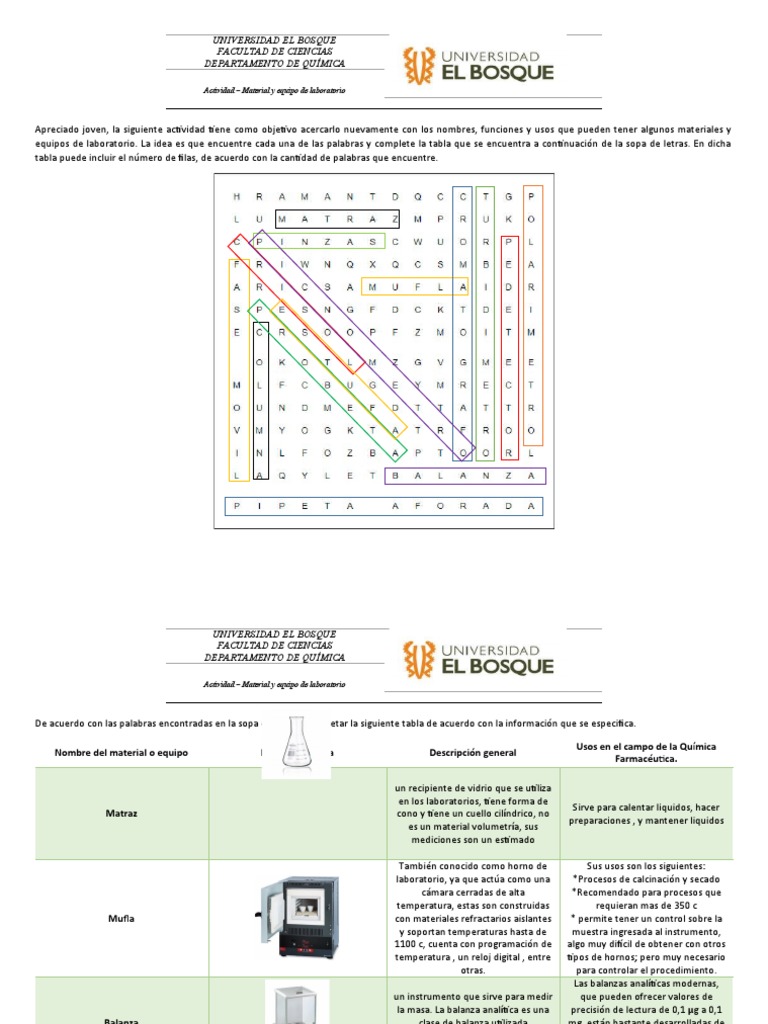 Sopa de Letras William Ovalle | PDF | Balanza | Laboratorios