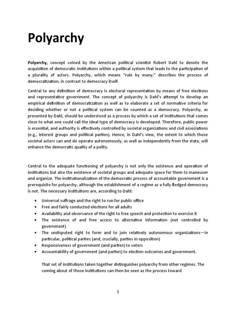 Polyarchy: Polyarchy, Concept Coined by The American Political ...