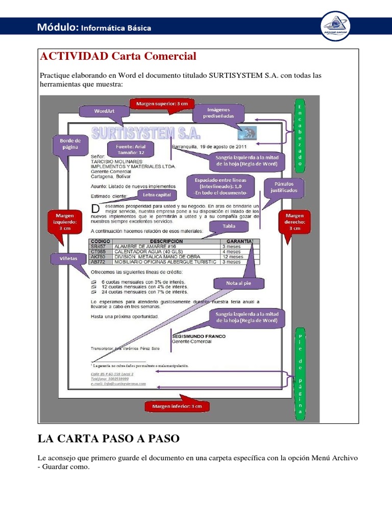 ACTIVIDAD Carta Comercial | PDF | Microsoft Word | Diseño
